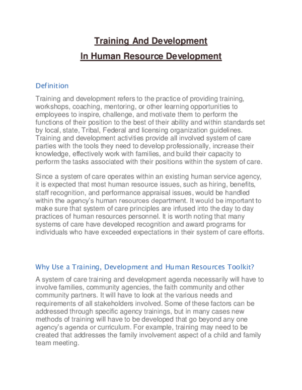 (DOC) Training And Development HRD project