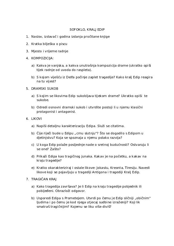 (DOC) Kralj edip pitanja