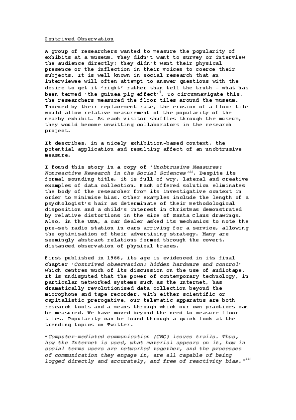 (PDF) Contrived Observation