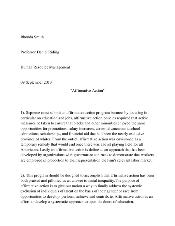 (DOC) Affirmative Action