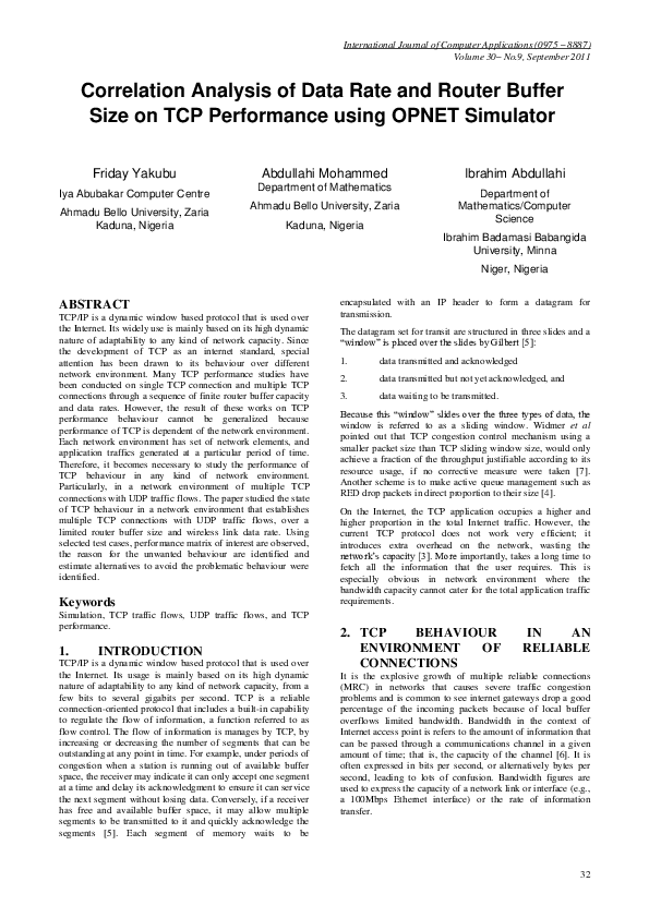Pdf Correlation Analysis Of Data Rate And Router Buffer Size On Tcp Performance Using Opnet