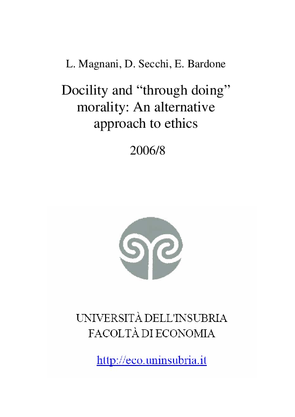 (PDF) Docility and “through doing” morality: An alternative approach to ...