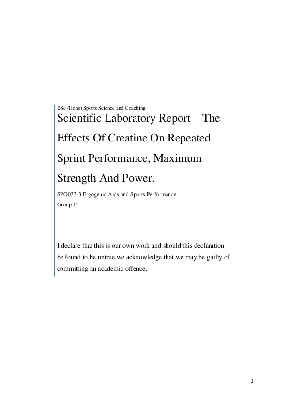 (PDF) The Effects Of Creatine On Repeated Sprint Performance, Maximum ...