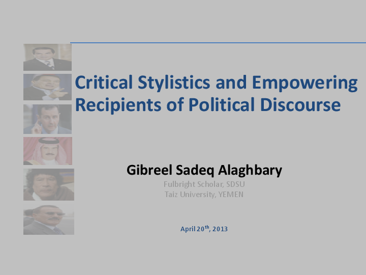 (PPT) Critical Stylistics and Empowering Recipients of Political Discourse