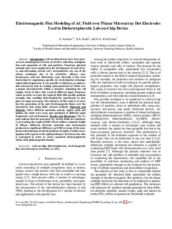 (PDF) Electromagnetic Flux Modeling of AC Field over Planar Microarray ...