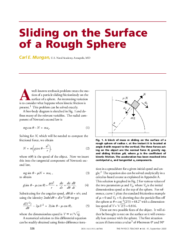 (PDF) Sliding on the surface of a rough sphere