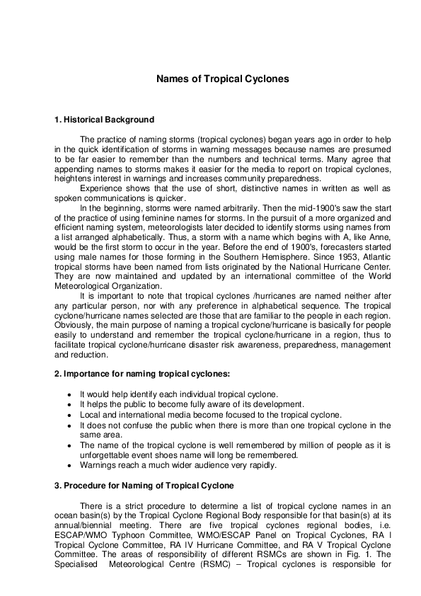 (PDF) Names of Tropical Cyclones