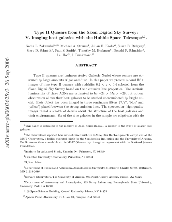 (PDF) Type II quasars from the sloan digital sky survey. V. Imaging ...