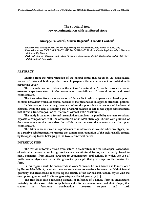 (PDF) The structural tree: new experimentation with reinforced stone