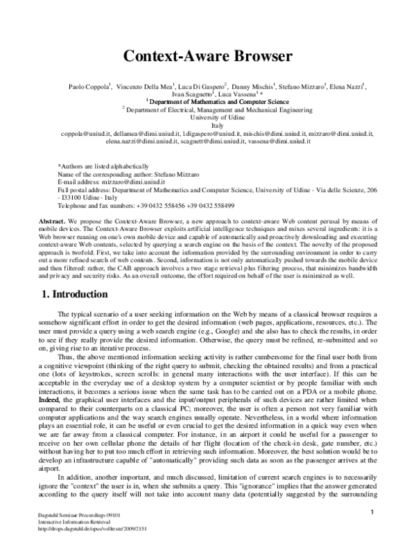 (PDF) Context-Aware Browser