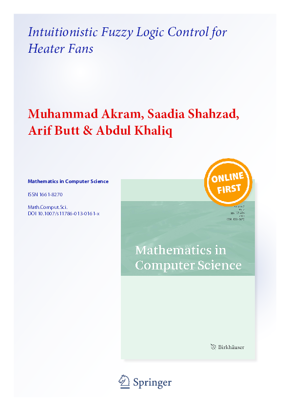 (PDF) 2 3 Intuitionistic Fuzzy Logic Control for Heater Fans