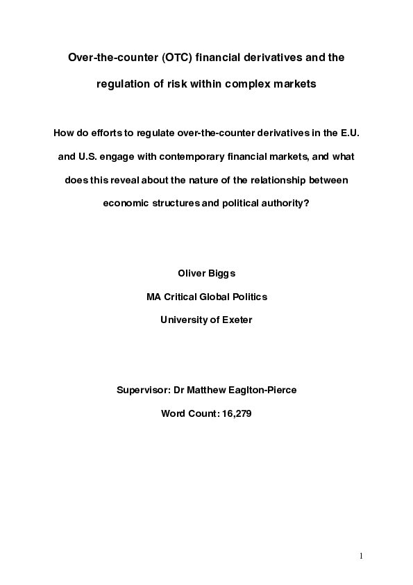 (PDF) Over The Counter (OTC) Financial Derivatives and the regulation ...