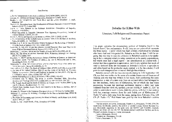 (PDF) 2012 “Babatha the Killer-Wife: Literature, Folk Religion and ...