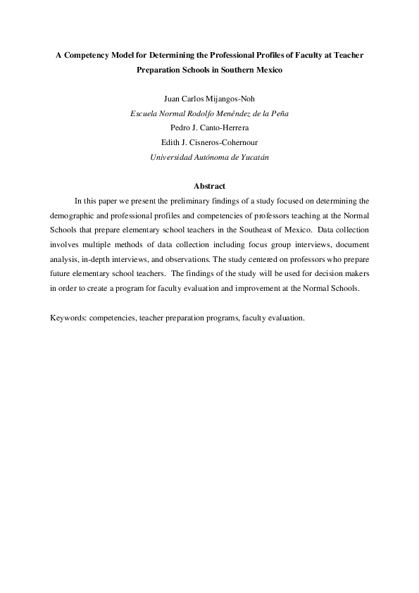 (PDF) A Competency Model for Determining the Professional Profiles of ...