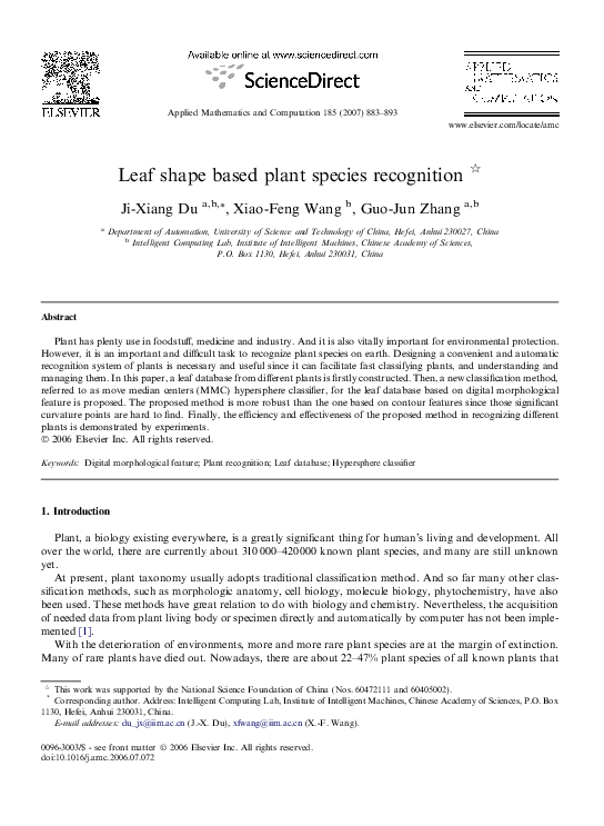 Pdf Leaf Shape Based Plant Species Recognition