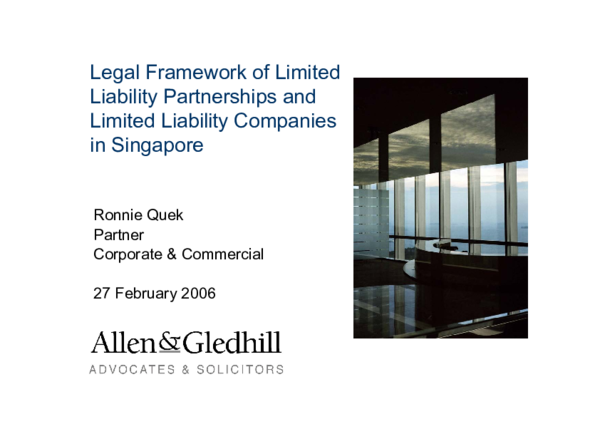 (PDF) Legal Framework of Limited Liability Partnerships and Limited ...