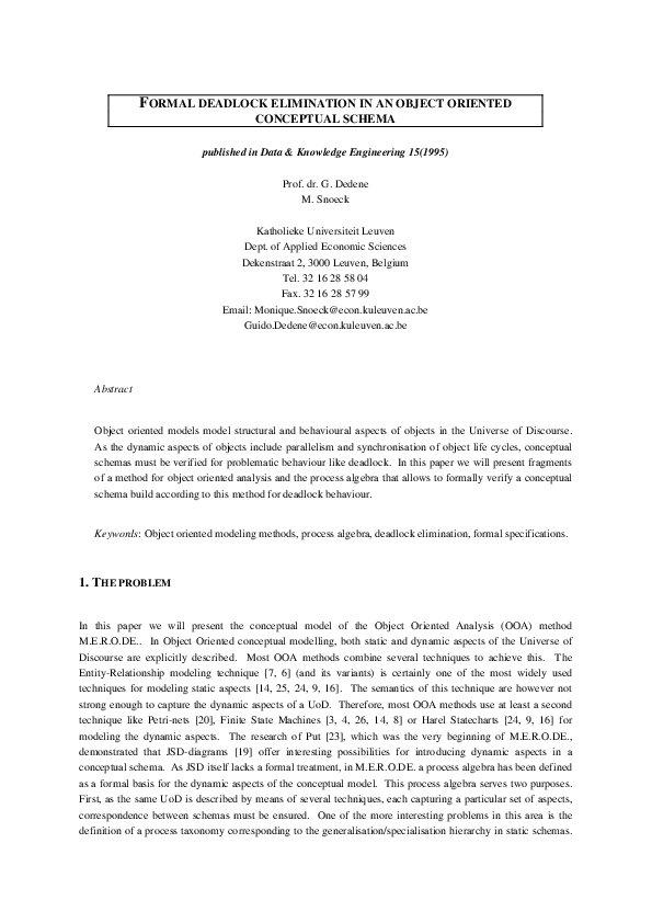 (PDF) Formal Deadlock Elimination in an Object Oriented Conceptual Schema