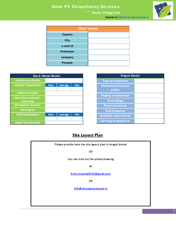 (PDF) Solar PV Site Survey Format & Parameters to consider | amrit ...