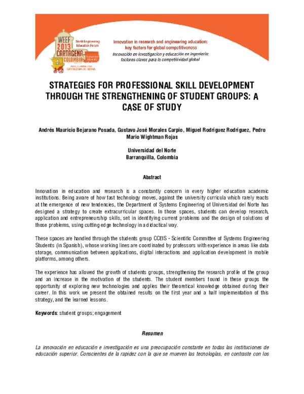 (PDF) Strategies for professional skill development through the ...