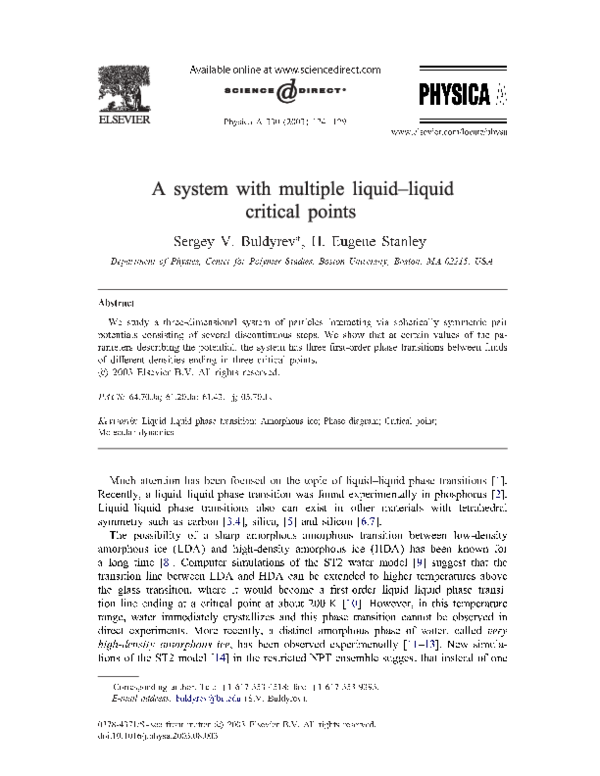 (PDF) A System with Multiple Liquid-Liquid Critical Points