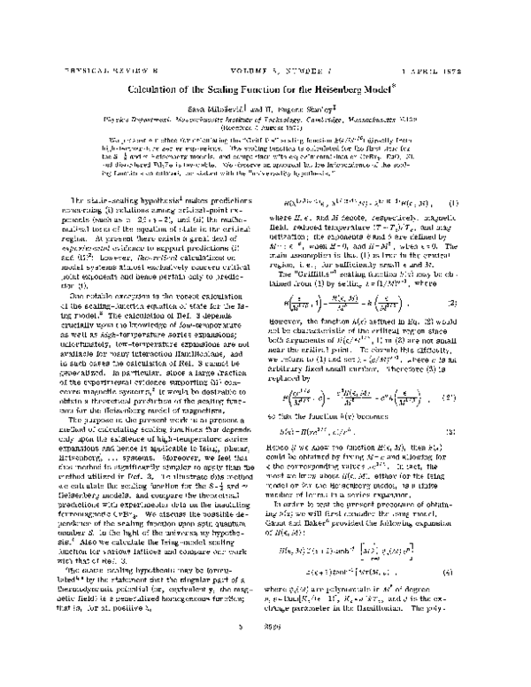 (PDF) Calculation of the Scaling Function for the Heisenberg Model