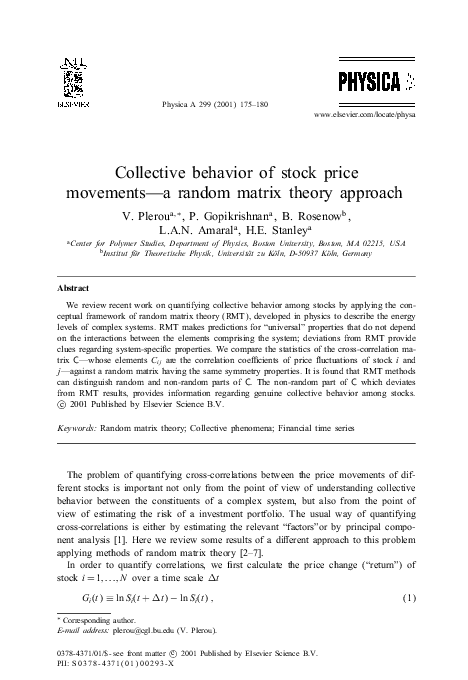 Pdf Collective Behavior Of Stock Price Movements A Random Matrix Theory Approach