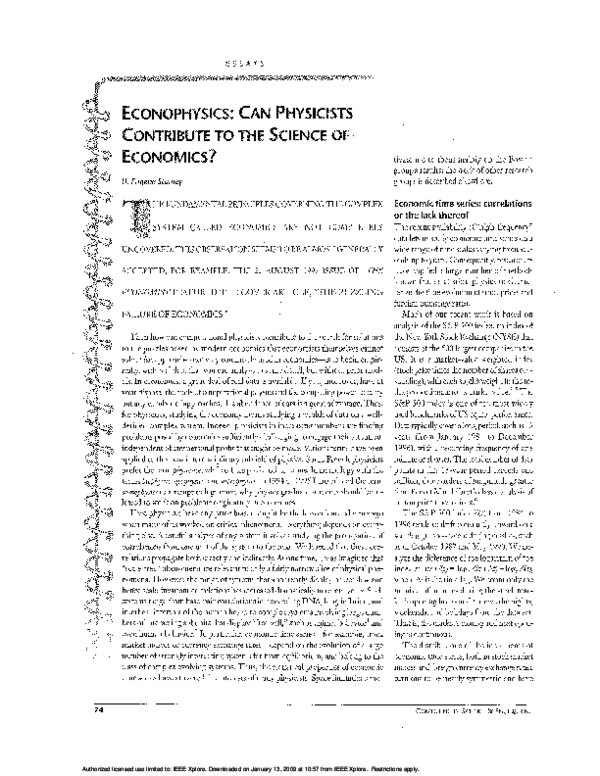 (PDF) Econophysics: Can Computational Physicists Contribute to the ...