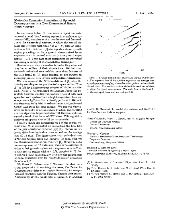 Pdf Molecular Dynamics Simulation Of Spinodal Decomposition In A Two