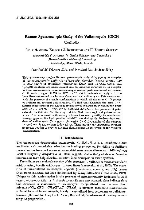 (PDF) Raman Spectroscopic Study of Valinomycin-KSCN Complex