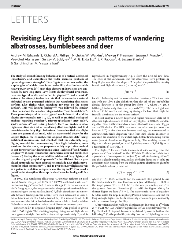 (PDF) Revisiting Levy Flight Search Patterns of Wandering Albatrosses ...