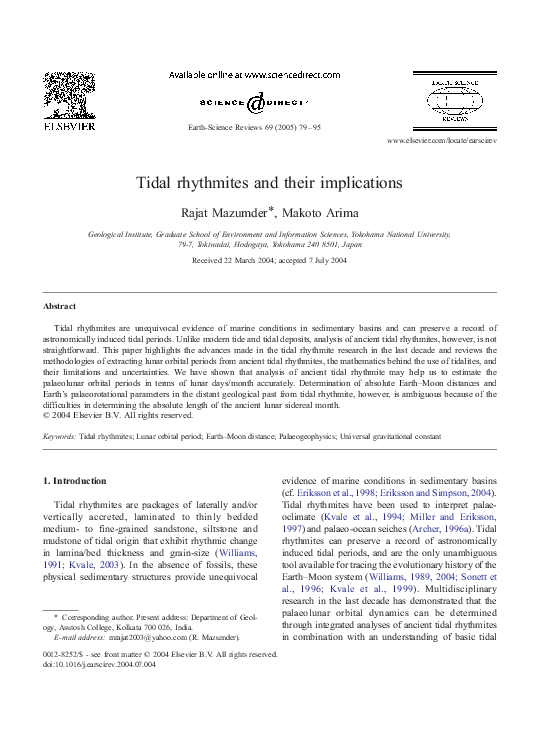 (PDF) Tidal rhythmites and their implications