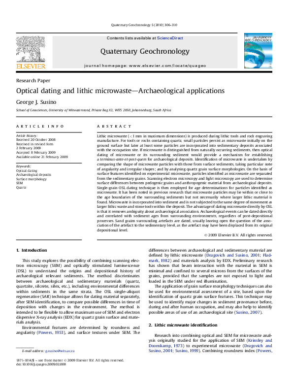 Optical dating and lithic microwaste--Archaeological applications