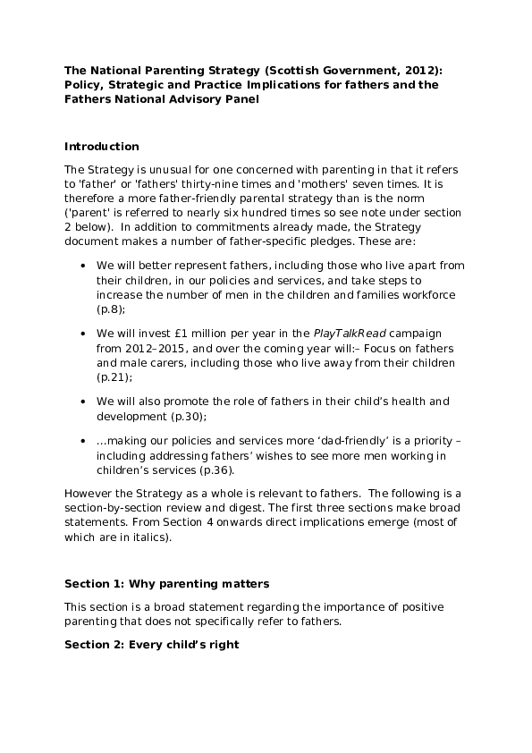 (DOC) The National Parenting Strategy (Scottish Government, 2012 ...