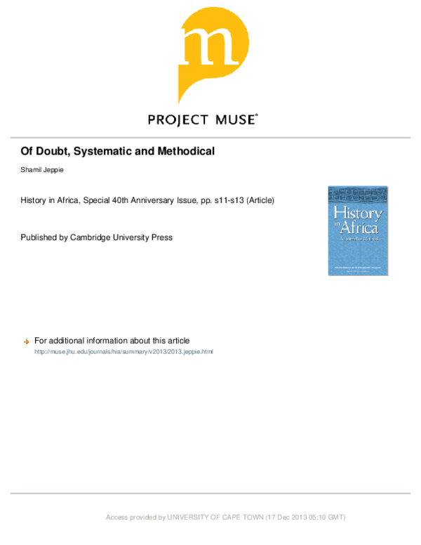 (PDF) Of Doubt, Systematic and Methodical