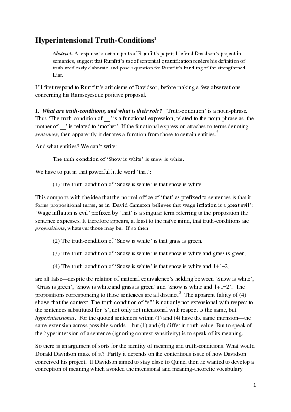 (PDF) Rumfitt, Meaning & Truth