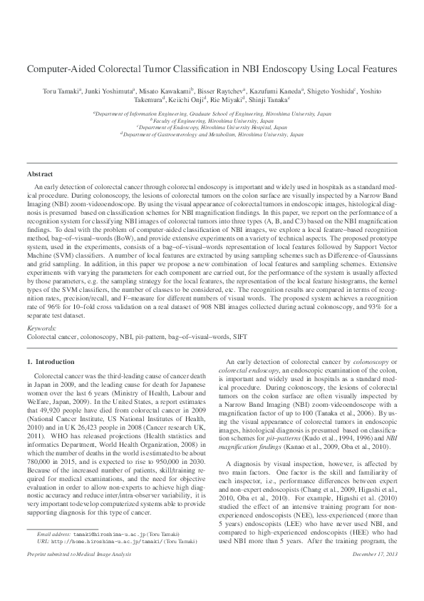 (PDF) Computer-Aided Colorectal Tumor Classification in NBI Endoscopy ...