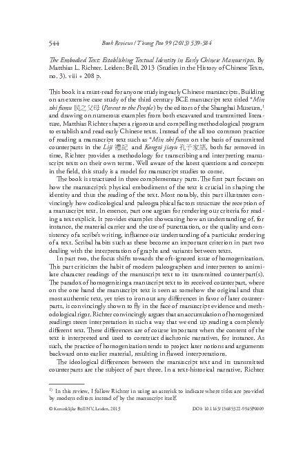 (PDF) A review of The Embodied Text: Establishing Textual Identity in ...