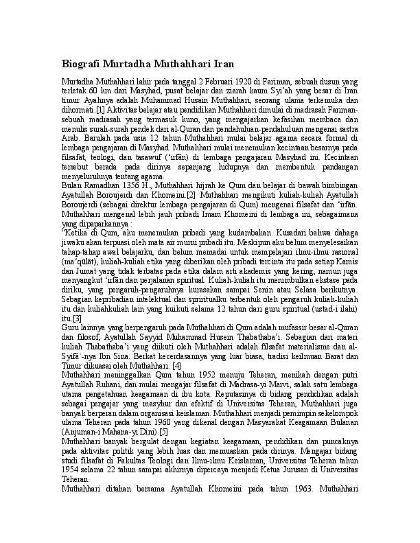 (DOC) Biografi Murtadha Muthahhari Iran