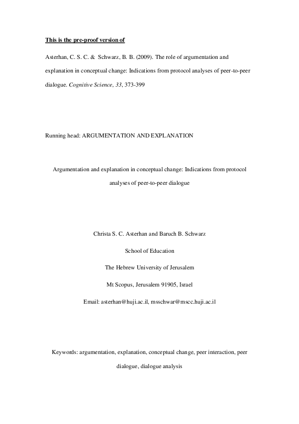 (PDF) The role of argumentation and explanation in conceptual change: Indications from protocol ...