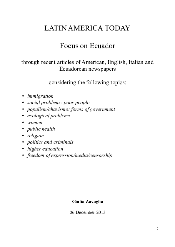 Latin America Today - Ecuador
