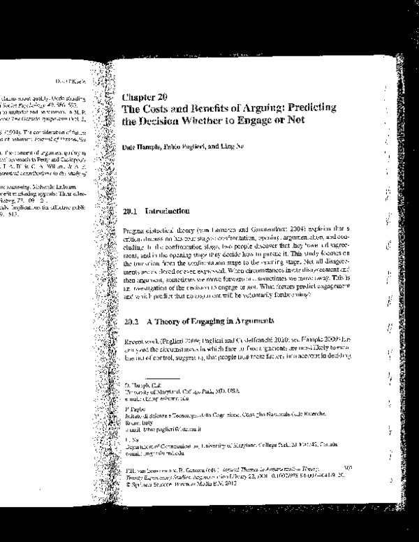 (PDF) The costs and benefits of arguing: Predicting the decision ...