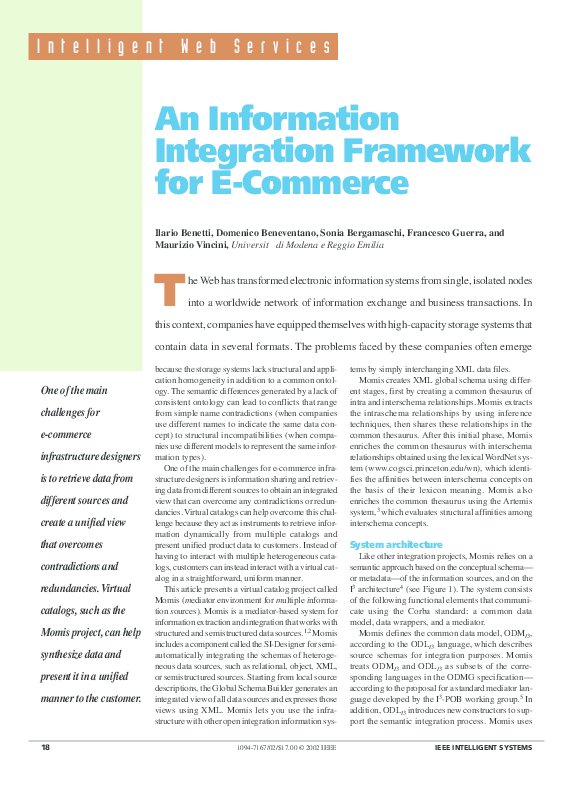 (PDF) An Information Integration Framework for E-Commerce