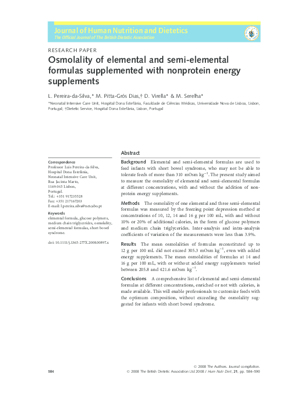 (PDF) Osmolality of elemental and semi-elemental formulas supplemented ...