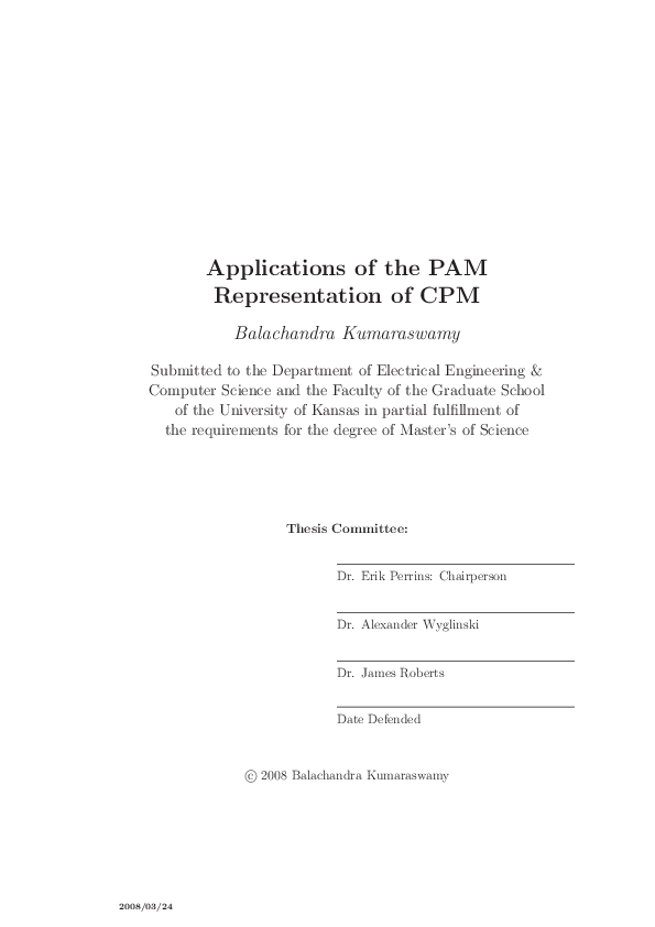 (PDF) Applications of the PAM Representation of CPM