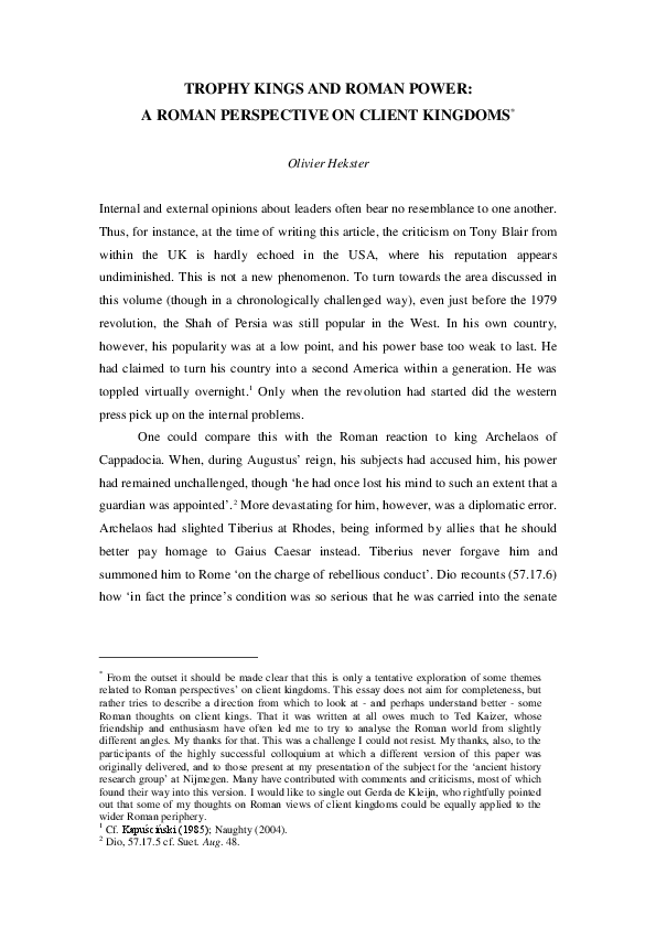 (PDF) Trophy kings and Roman power: a Roman perspective on client kingdoms.