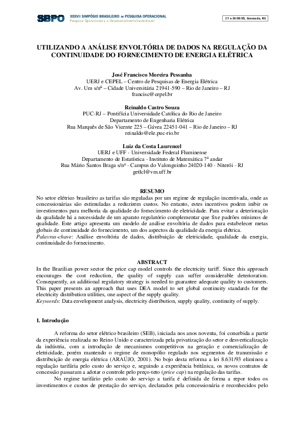 Pdf A Data Envelopment Analysis Model To Set Continuity Of Supply