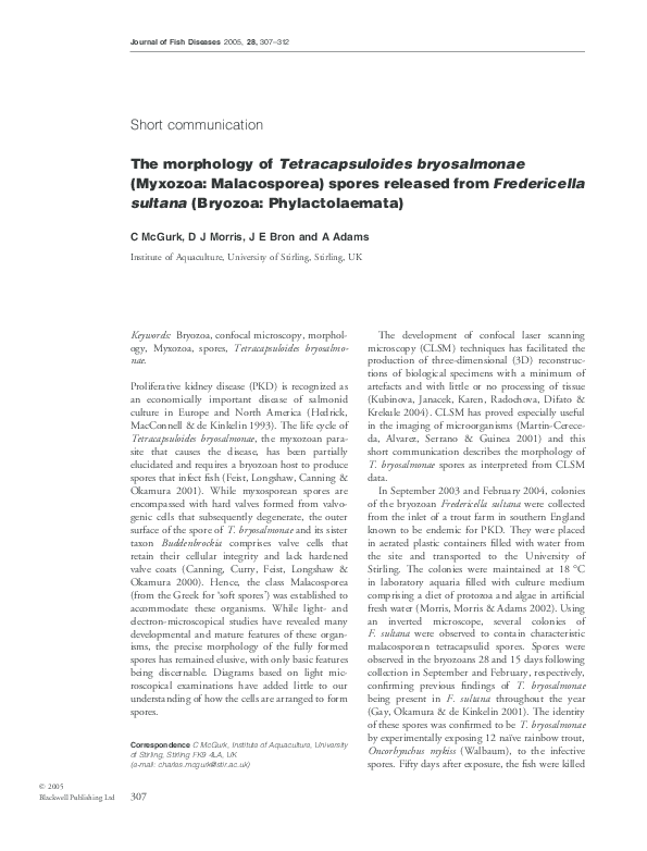 (PDF) The morphology of Tetracapsuloides bryosalmonae (Myxozoa ...