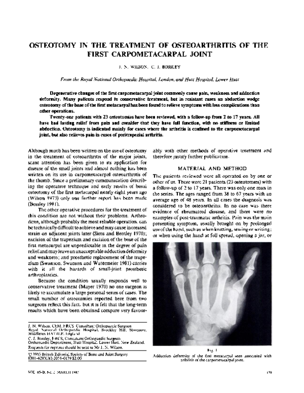 (PDF) OSTEOTOMY IN THE TREATMENT OF OSTEOARTHRITIS OF THE FIRST ...