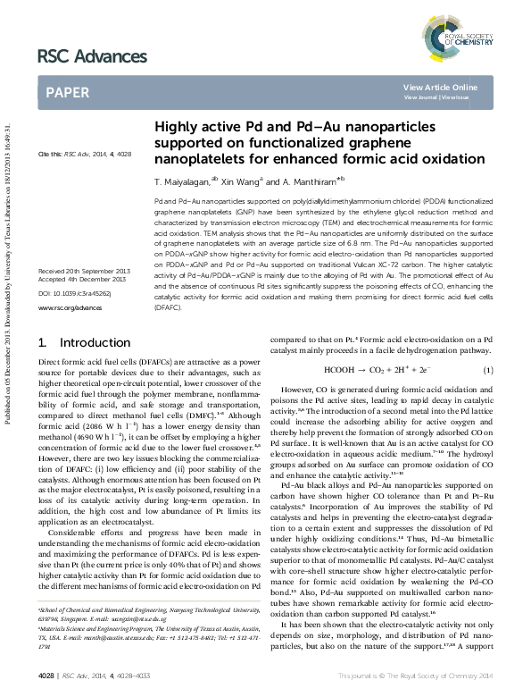 (PDF) Highly active Pd and Pd–Au nanoparticles supported on ...