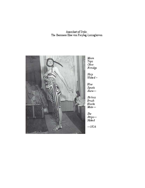 (PDF) Anarchist of Style: The Baroness Elsa von Freytag-Loringhoven